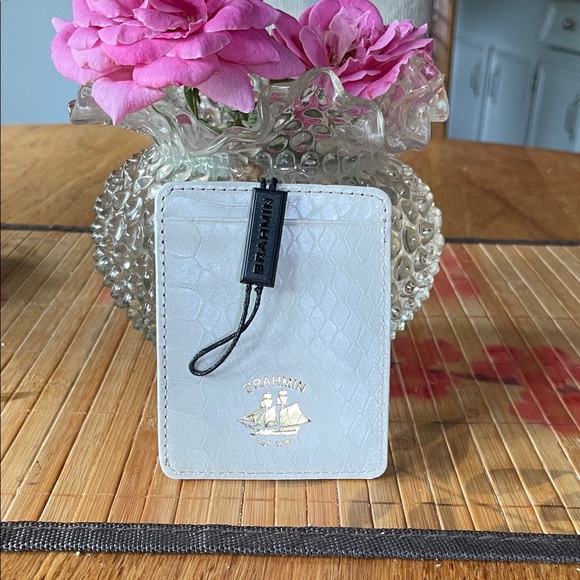 Brahmin | Bags | Brahmin Cream Card Holder With Gold Accent | Poshmark